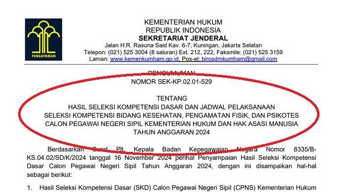 Hasil SKD CPNS Kemenkumham 2024 Tamatan SMA SMK Sederajat, Lengkap ... Hasil SKD CPNS Kemenkumham 2024 Tamatan SMA SMK Sederajat, Lengkap ...