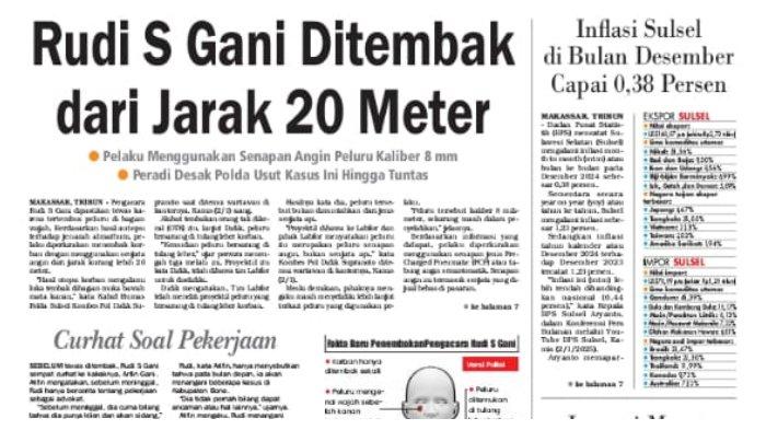 Rudi S Gani Ditembak dari Jarak 20 Meter, Pelaku Pakai Senapan Angin ...