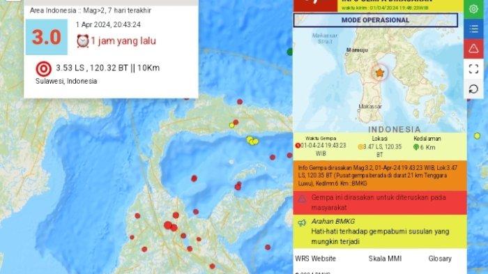 Gempa Bumi Guncang Kabupaten Luwu Sulsel, BPBD Minta Warga Tak Panik - Tribun-timur.com