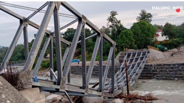 Jembatan Penghubung 5 Desa di Luwu Utara Ambruk Gegara Banjir - Tribun-timur.com