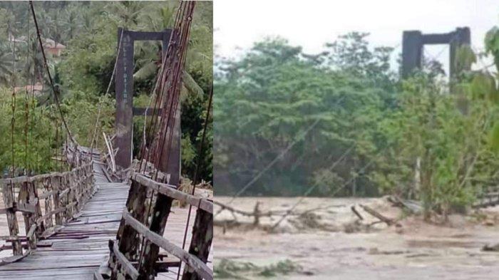 Jembatan Gantung Cempae Soppeng Rusak Parah Dihantam Luapan Air Sungai - Tribun-timur.com