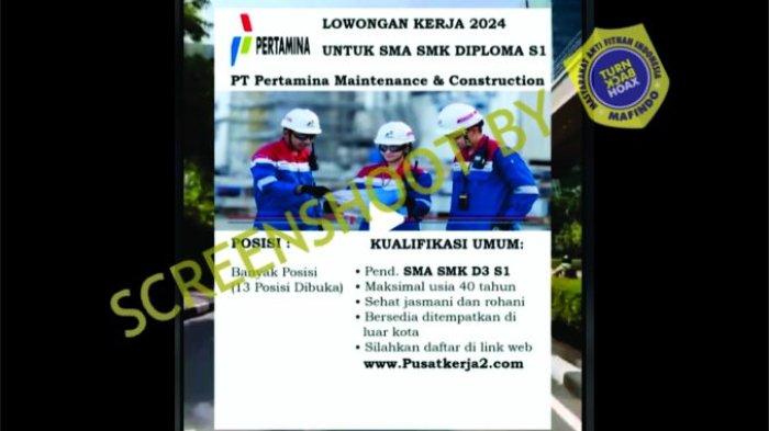 Cek Fakta: PT Pertamina Buka Lowongan Kerja Juli 2024, Terima Lulusan SMA, D3, dan S1 - Tribun ...