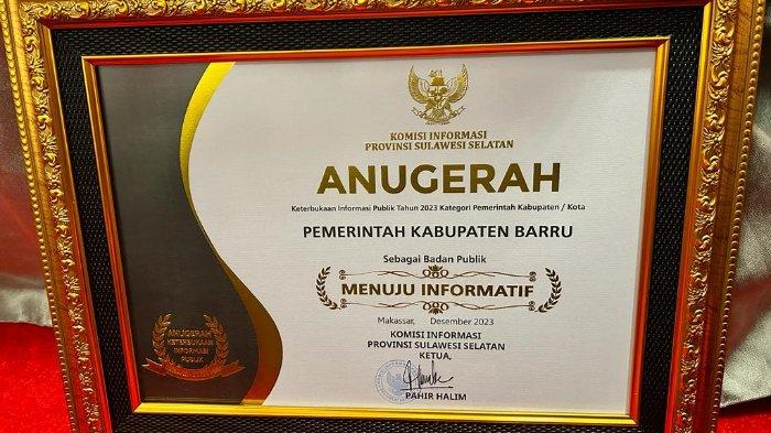 Pemkab Barru Raih Penghargaan Keterbukaan Informasi Publik 2023 - Tribun-timur.com