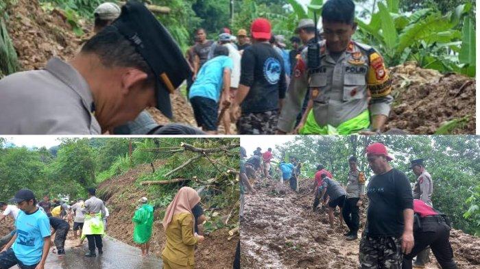 Personel Tinggimoncong, Pemerintah, dan Warga Gotong Royong Bersihkan Material Longsor di Jonjo ...
