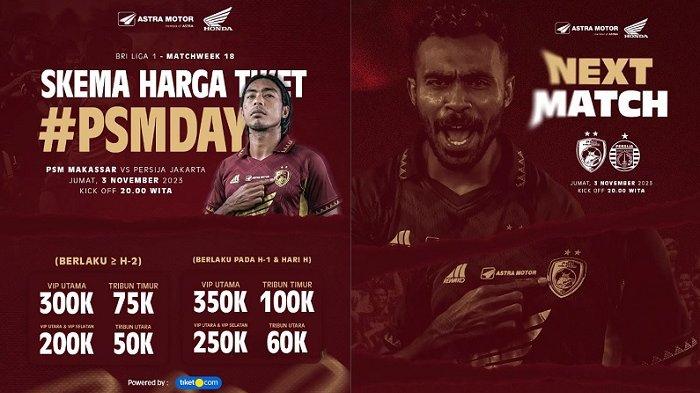 Ribuan Tiket Terjual! Laga Super Big Match Liga 1 PSM Makassar vs Persija Diprediksi Pecah Rekor ...