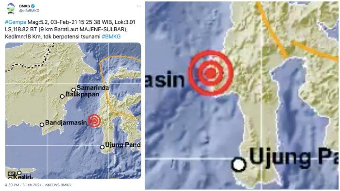 BMKG: Gempa Bumi 5,2 SR di Majene Sulawesi Barat Sulbar, Tak Bepotensi Tsunami, Tips Selamatkan ...