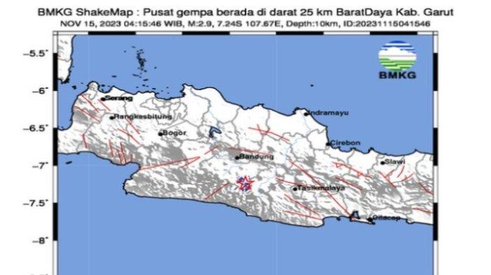 Gempa Bumi Terkini Getarkan Garut Jabar, Dirasakan hingga Cikembang, Info BMKG Pusat Gempa di ...