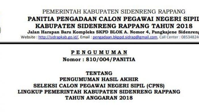 Pengumuman Kelulusan CPNS Sidrap Bisa Dilihat di Sini - Tribun-timur.com