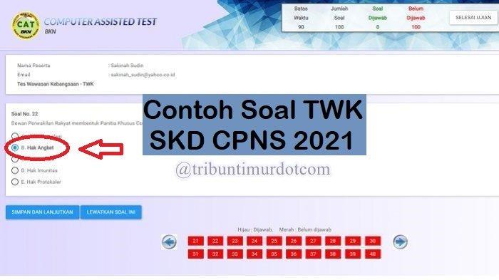 CONTOH Soal TWK SKD CPNS 2021 Resmi dari Portal CAT BKN, Lengkap Jawaban dan Pembahasan - Tribun ...