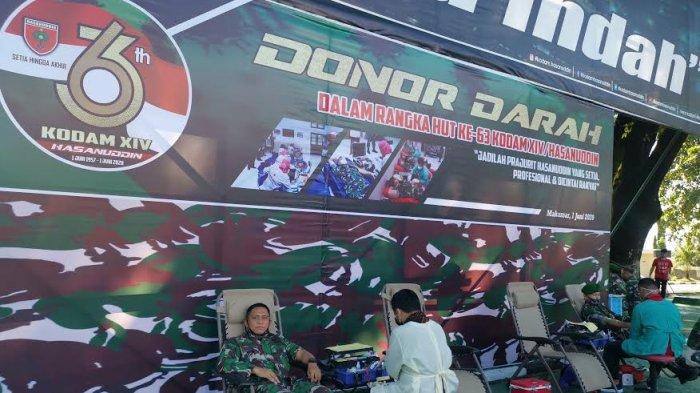 FOTO: Aksi Donor Darah Massal Meriahkan HUT ke-63 Kodam XIV Hasanuddin - Tribun-timur.com