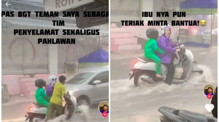 Emak-emak dan Anaknya Nyaris Terseret Arus Banjir, Histeris Minta Tolong - Tribun-timur.com
