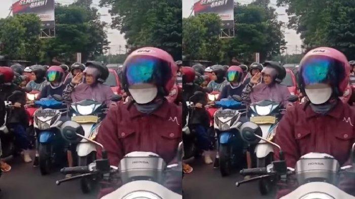 Viral Emak-emak Pemotor Hormat Bendera Merah Putih saat Berhenti di Lampu Merah Depan Kodim ...