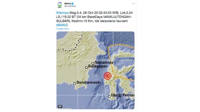 BMKG: Gempa Bumi 5,4 SR di Mamuju Tengah Sulawesi Barat Tak Berpotensi Tsunami, Tips Selamatkan ...