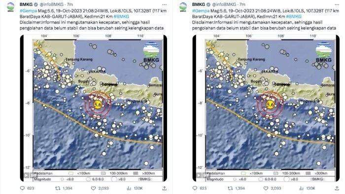 Gempa Bumi 5,6 SR di Garut, Disarakan di Tasikmalaya dan Bandung, Pusat Gempa Barusan - Tribun ...