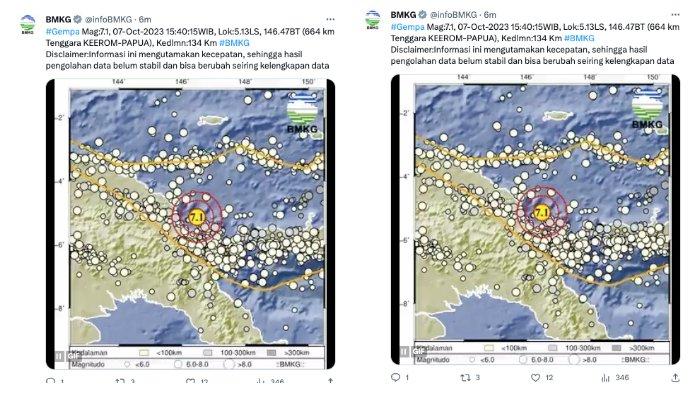 Indonesia Baru Saja Diguncang Gempa Bumi 7,1 SR, Pusat Gempa Barusan di Tenggara Keerom - Tribun ...