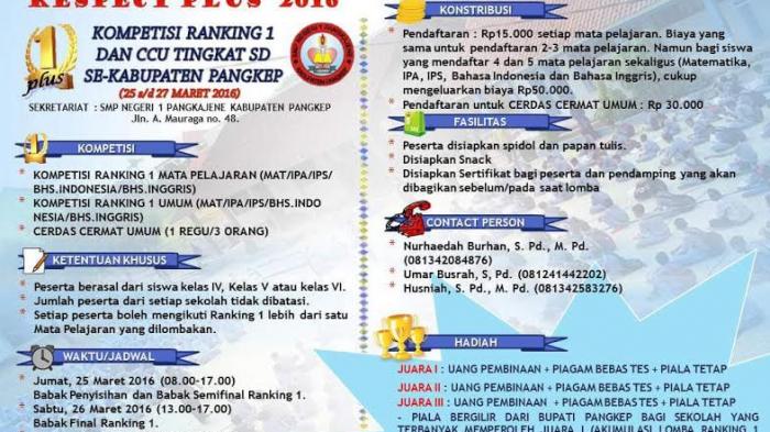 Juara Kompetisi Ranking 1 Bebas Tes Masuk SMPN 1 Pangkajene - Tribun ...