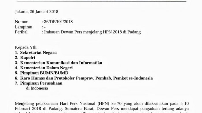 Ini Isi Surat Edaran Dewan Pers Soal Larangan Pemintaan Anggaran Hari ... Ini Isi Surat Edaran Dewan Pers Soal Larangan Pemintaan Anggaran Hari ...