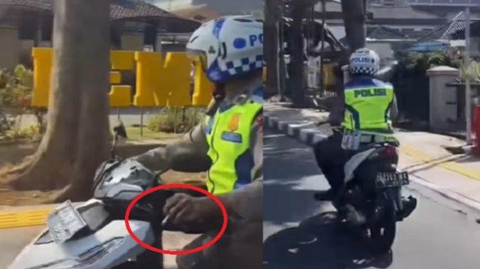 Terciduk! Santainya Polisi Naik Motor Sambil Merokok, Video Viral Bikin ...