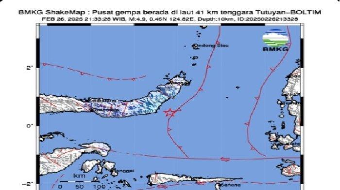 Update Gempa Bumi Sulut: Pusat Gempa di Laut, Getaran Terasa di Boltim dan Minahasa Tenggara ...