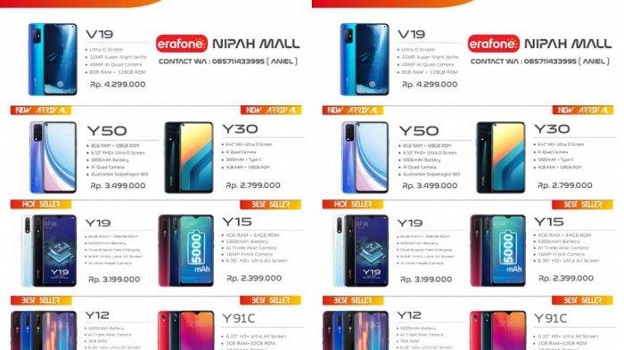 Daftar Harga Smartphone Vivo Terbaru Juli 2020 di Erafone Nipah Mall, Ada V19, Y50, hingga Y91C ...
