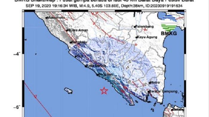Update BMKG Gempa Bumi Lampung M4.9: Berpusat di Laut, Dirasakan di ...