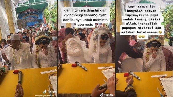 Viral Pengantin Pria Menangis Sambil Memeluk Kakaknya saat Akad Nikah 'Mbak Aku pengen Papa Tahu ...