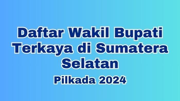 Daftar Nama Wakil Bupati Terkaya di Sumatera Selatan, Pemenang Pilkada 2024 - Tribunmanado.co.id