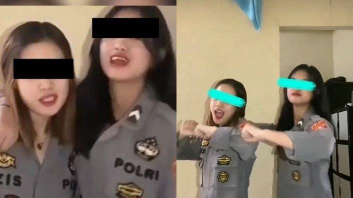 2 Wanita Cantik Viral Joged 'Ajojing' Pakai Seragam Polri, Ternyata Ini ...