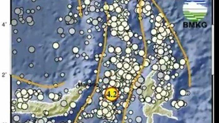 Gempa Bumi Guncang Bitung, Sulawesi Utara Siang Ini, Info BMKG Magnitudo 4.2 - Tribunmanado.co.id