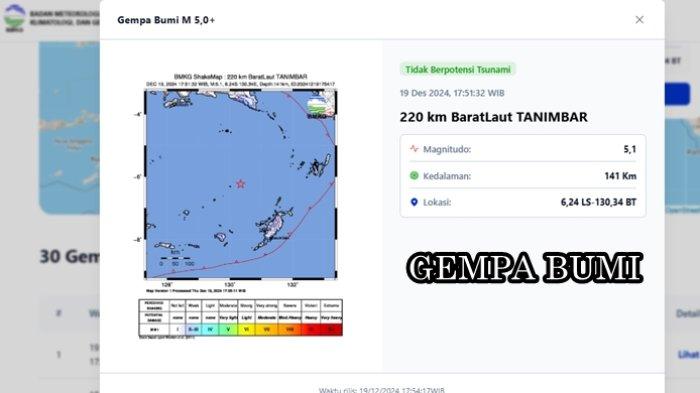 Breaking News: Gempa Bumi Magnitudo 5,1 Guncang Maluku Kamis Malam - Tribunmanado.co.id
