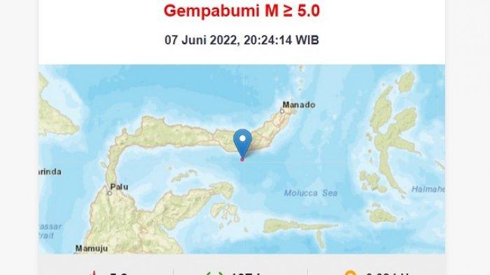 Gempa Magnitudo 5,8 Guncang Bolsel-Sulut Selasa 7 Juni 2022 Malam, Tidak Berpotensi Tsunami ...