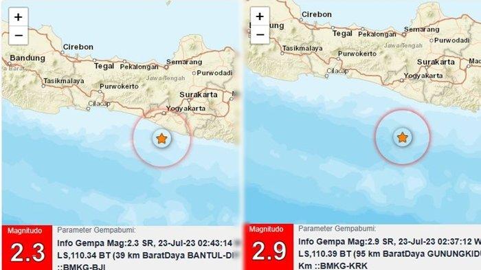 Gempa Bumi Terkini Guncang Jogja Minggu 23 Juli 2023, BMKG: Berpusat di Laut, Kedalaman 18 Km ...