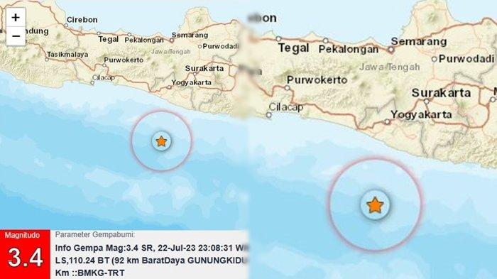 Gempa Bumi Terkini Guncang Yogyakarta, Info BMKG: Berpusat di Laut, Kedalaman 26 Kilometer ...