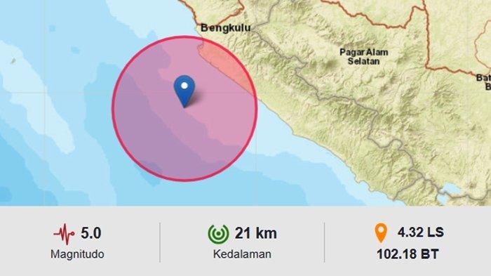 Gempa Guncang Bengkulu 5,0 SR Berpusat di Laut, Berikut Info Terkini BMKG - Tribunmanado.co.id