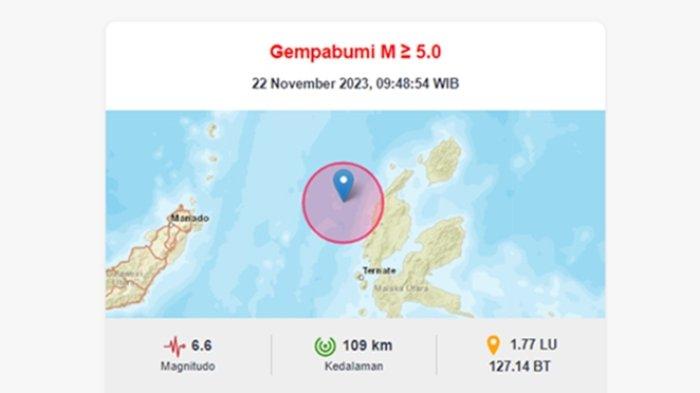 Gempa Bumi Magnitudo 6,6 SR Guncang Malut hingga Sulut Rabu Siang - Tribunmanado.co.id