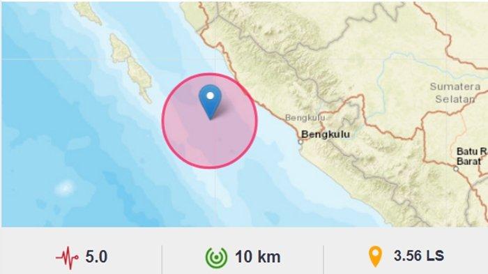 Gempa Bumi Terkini Guncang Bengkulu, Info BMKG Magnitudo 5,0 Baru Saja Terjadi di Laut ...