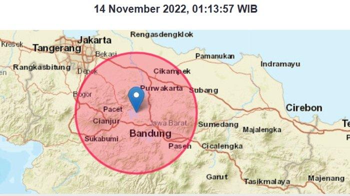 Gempa Terkini Kembali Guncang Jabar Senin 14 November 2022, Pusat di Darat Ini Info BMKG ...