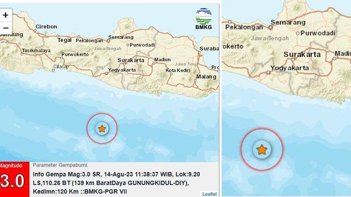 Gempa Terkini, Baru Saja Terjadi di Yogyakarta, Info BMKG Hari Ini Senin 14 Agustus 2023 ...
