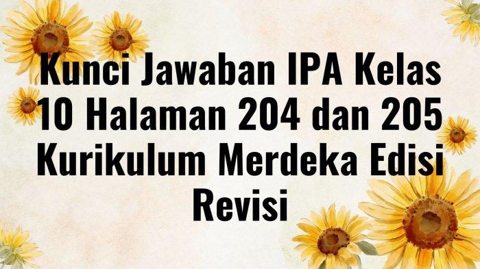 Kunci Jawaban IPA Kelas 10 Halaman 204 dan 205 Kurikulum Merdeka Edisi Revisi - Halaman all ...