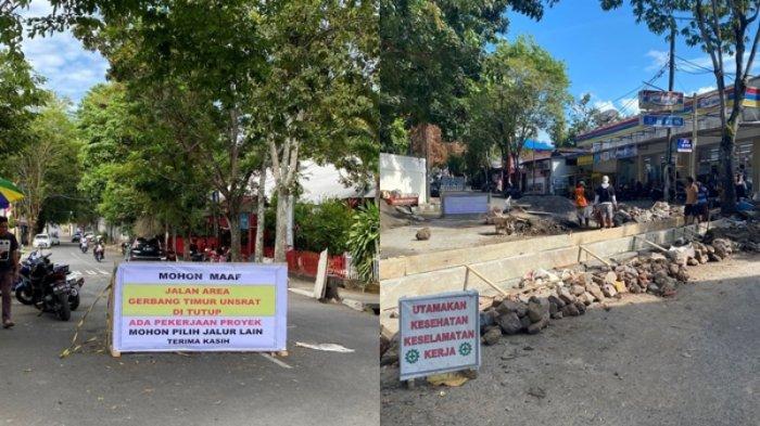 Drainase di Depan Gerbang Timur Unsrat Manado Diperbaiki, Pekerja Minta ...