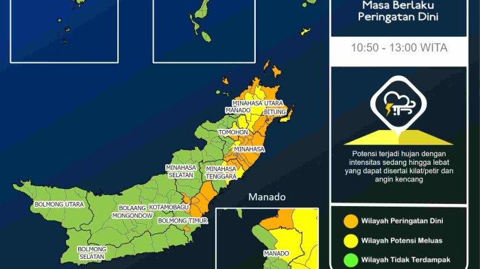 Daftar Wilayah Sulut Potensi Hujan Lebat Siang Ini, Peringatan Dini Cuaca 15 April 2025 ...