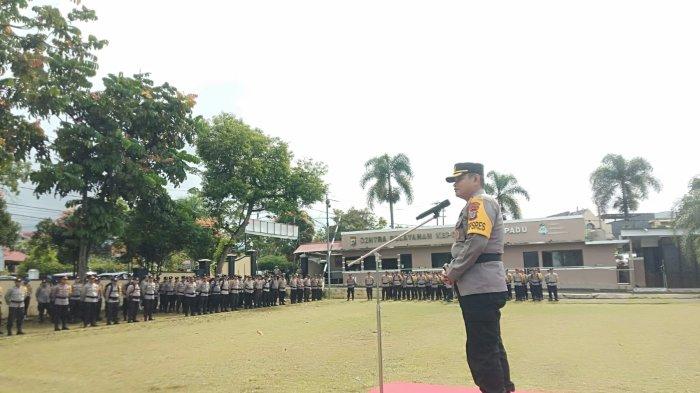 Polres Kotamobagu Sulut Gelar Apel Pergeseran Pasukan Pengamanan TPS Pemilu, 328 Personel ...