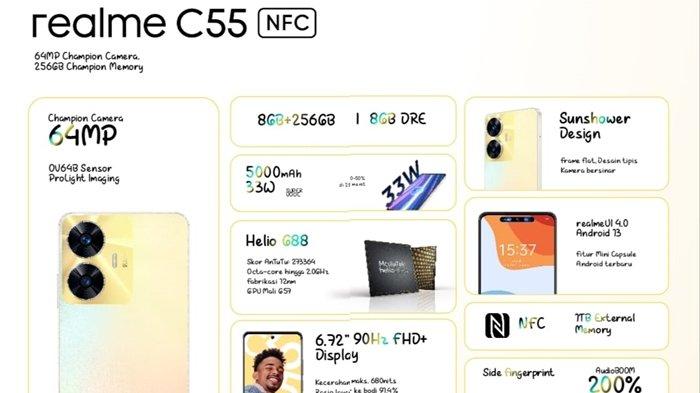 Spesifikasi dan Harga HP Realme C55 NFC, Gawai yang Baru Rilis, Miliki ...
