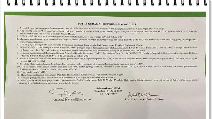 Lengkap, Ini 14 Poin Petisi dari Gerakan Reformasi GMIM ke Sinode ...
