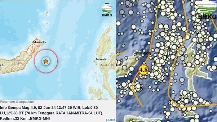 Gempa Terasa di Manado Siang Ini, Pusat di Ratahan Minahasa Tenggara Sulawesi Utara, Cek Info ...