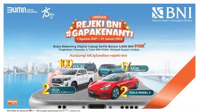 Gelar Program Undian, BNI Gelar Undian Berhadiah Mobil Listrik Tesla ...