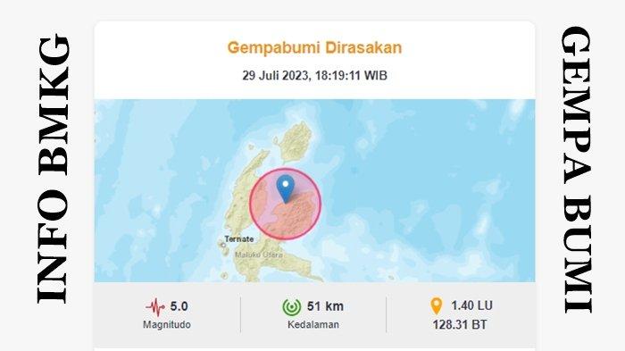 Gempa Bumi Magnitudo 5,0 SR Sabtu Malam, Berikut Info BMKG Lokasinya - Tribunmanado.co.id
