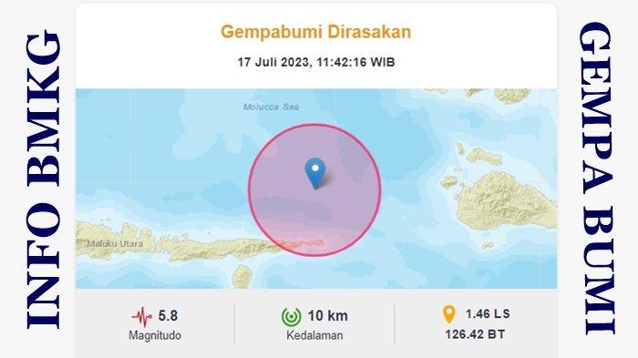 Gempa Magnitudo 5,8 Guncang Maluku Utara Senin Siang, Info BMKG: Tidak Berpotensi Tsunami ...