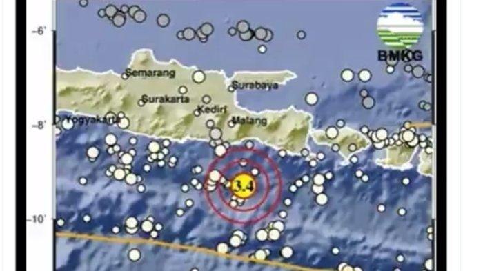 Gempa Bumi Terkini di Jatim Rabu Malam Info BMKG, Magnitudo 3,4 - Tribunmanado.co.id