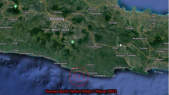 Gempa Bumi di Jawa Barat Rabu 1 Maret 2023, Pusat Guncangan di Laut, Info BMKG Kekuatan Kecil ...